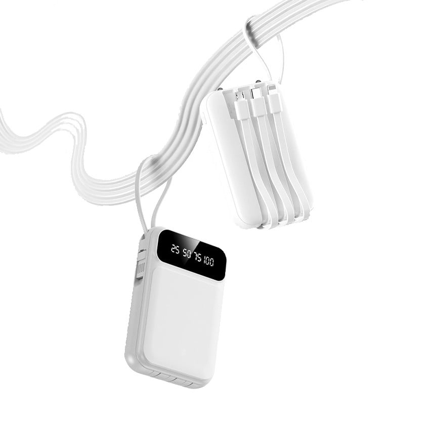 10,000 mAh Multi-Cable Flashlight Power Bank